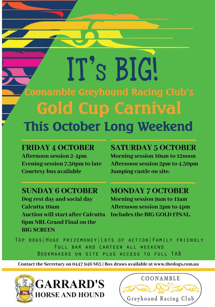 Coonamble Greyhound Races Gold up | The Coonamble Times